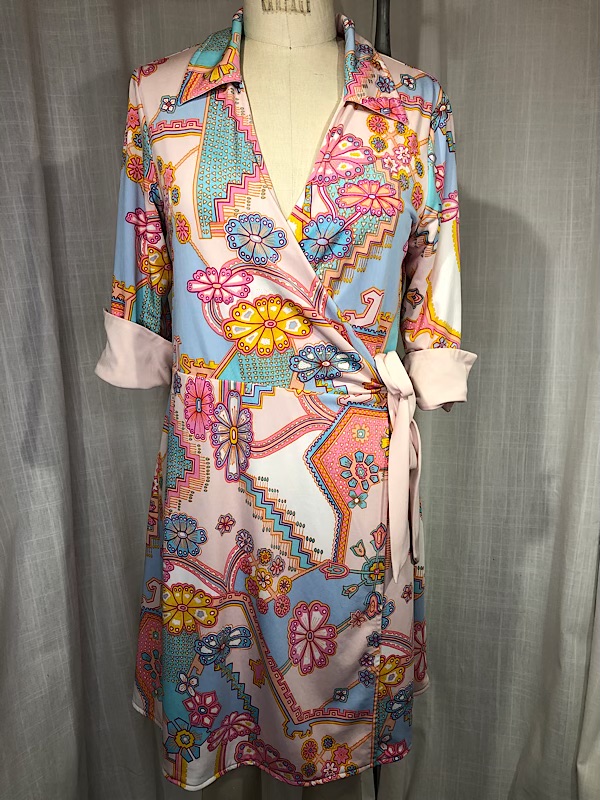 70s wrap dress, pucci dress, pucci style dress, resort wear, reversible ...